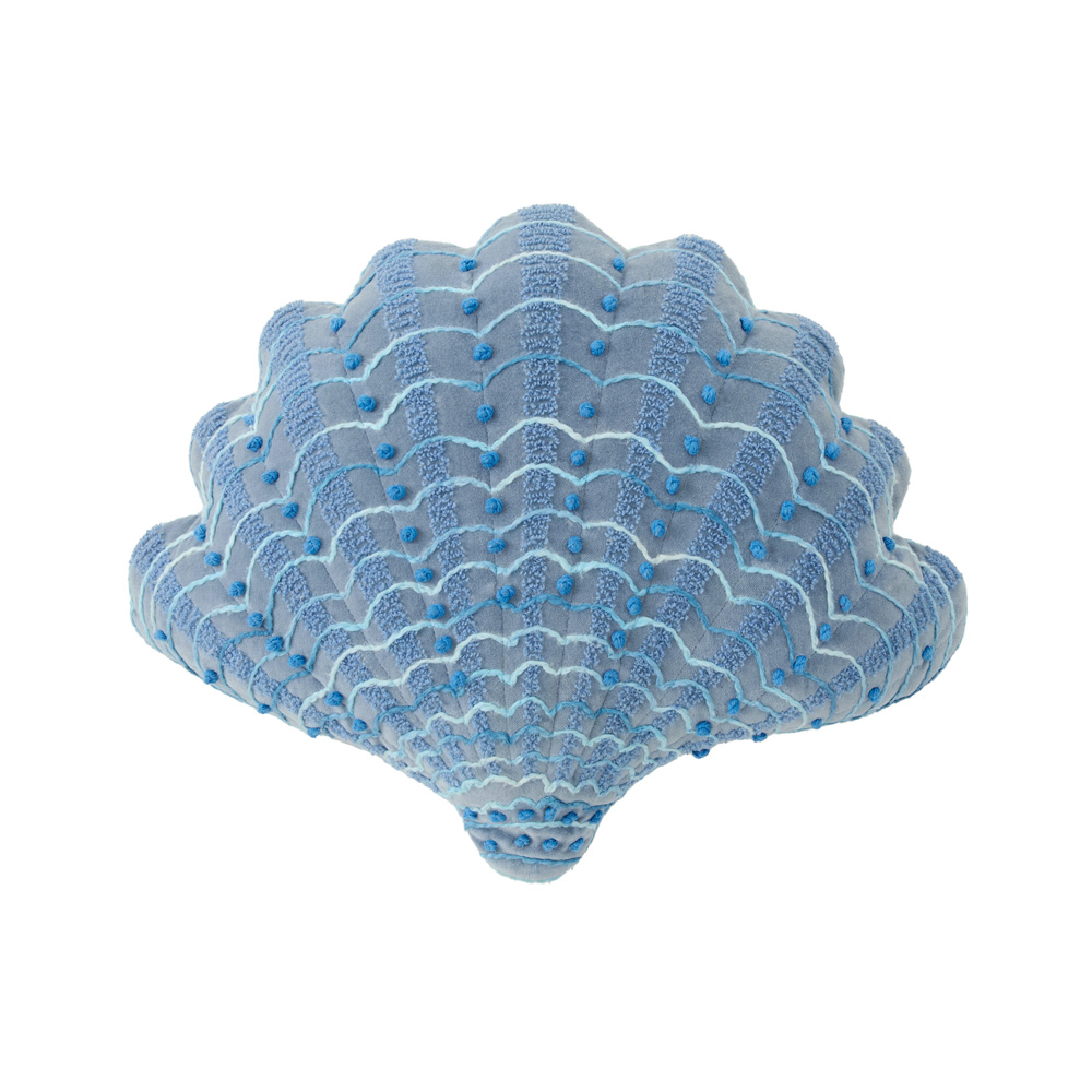 Shell Blue Velvet Cushion | Adairs