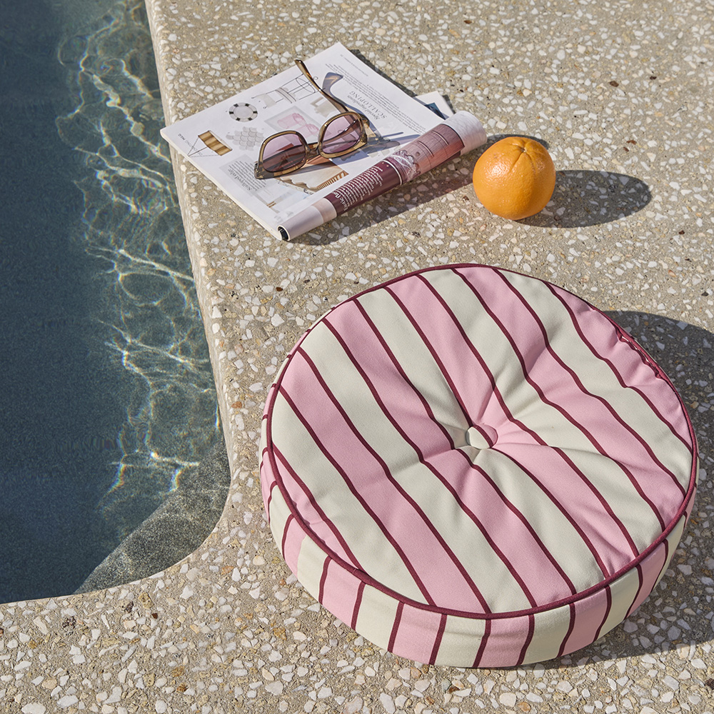 Pink Stripe Outdoor Round Cushion | Adairs