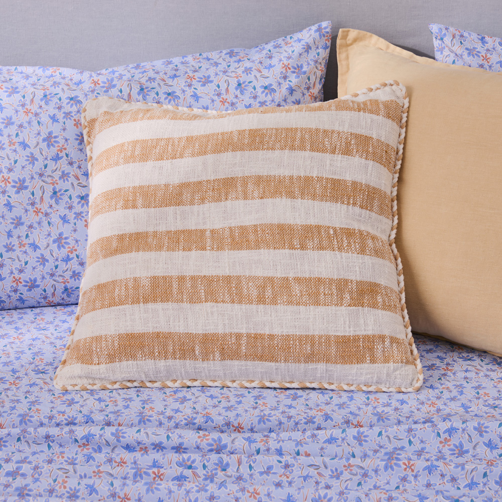 Elana Apricot & White Stripe Cushion | Adairs