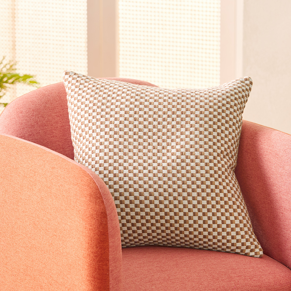 Tula Brown Check Cushion | Adairs