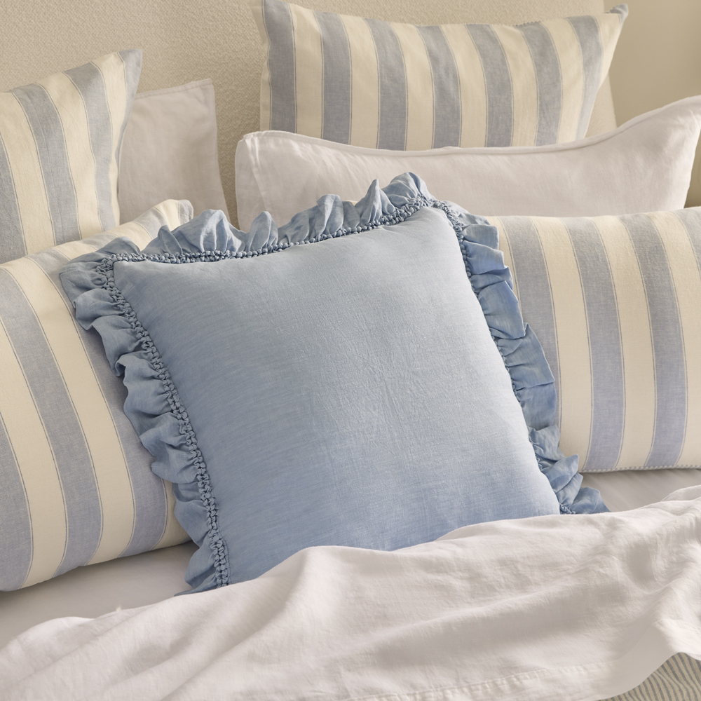 Brydee Blue Linen Cushion | Adairs
