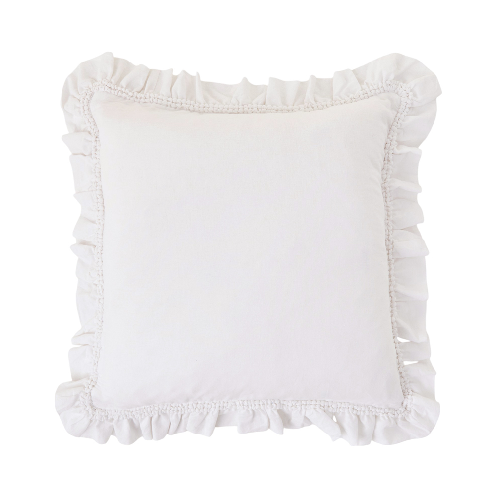 Brydee White Linen Cushion | Adairs