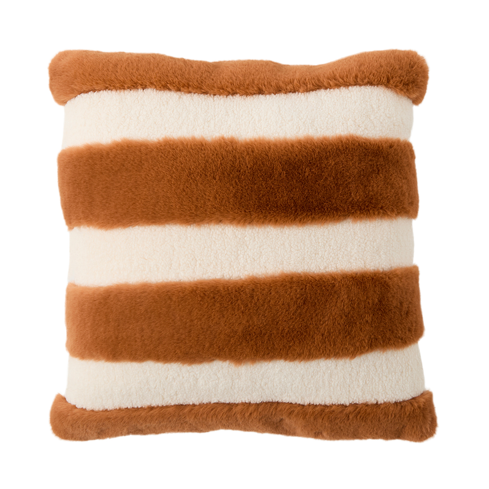 Neve Stripe Natural & Hazel Fur Cushion | Adairs