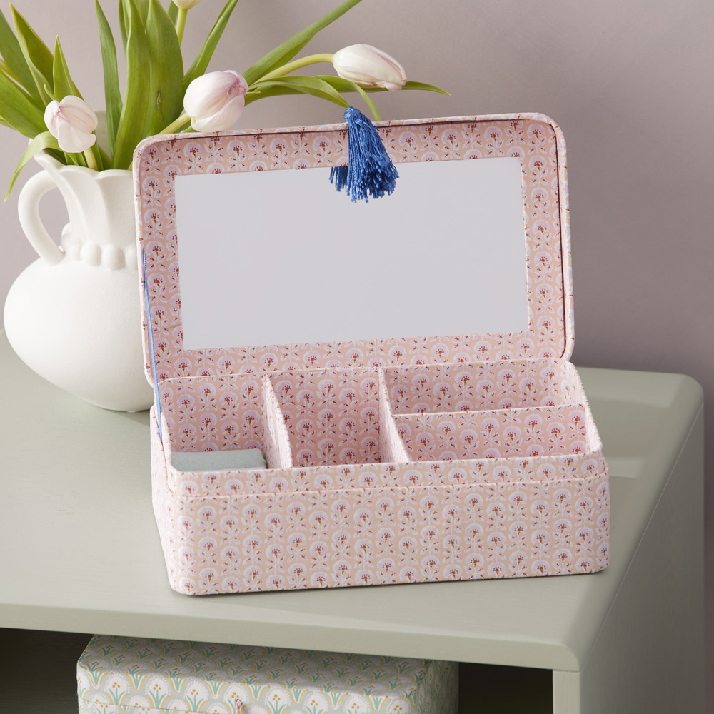 Woodblock Pink Floral Jewellery Box | Adairs