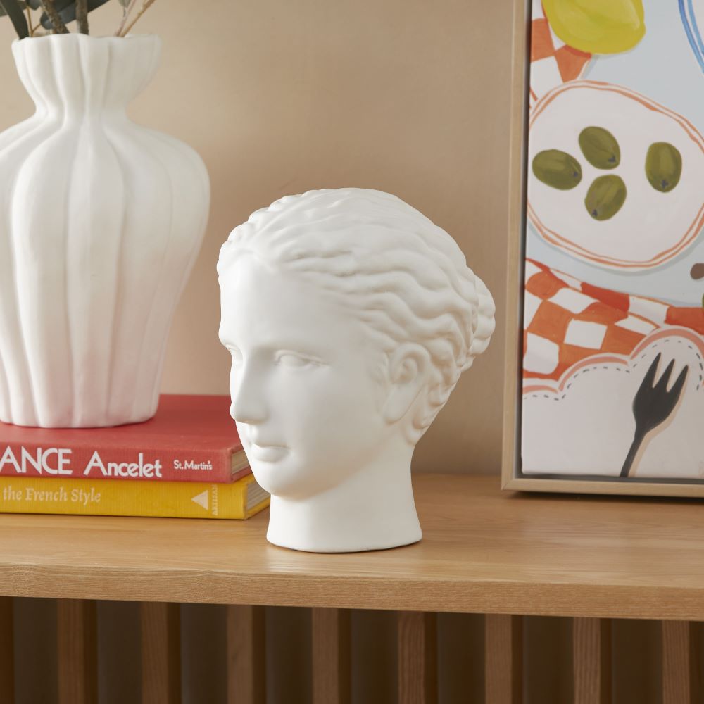 Lucia White Leather Head Sculpture | Adairs