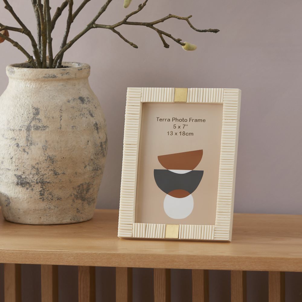 Otis Ivory & Gold Ripple Photo Frame | Adairs