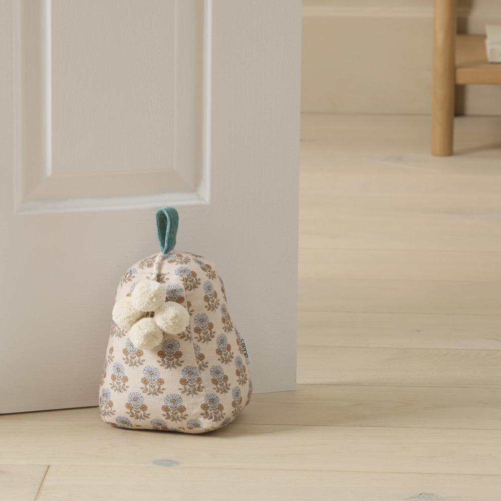 Woodblock Blue Daisy Door Stop | Adairs