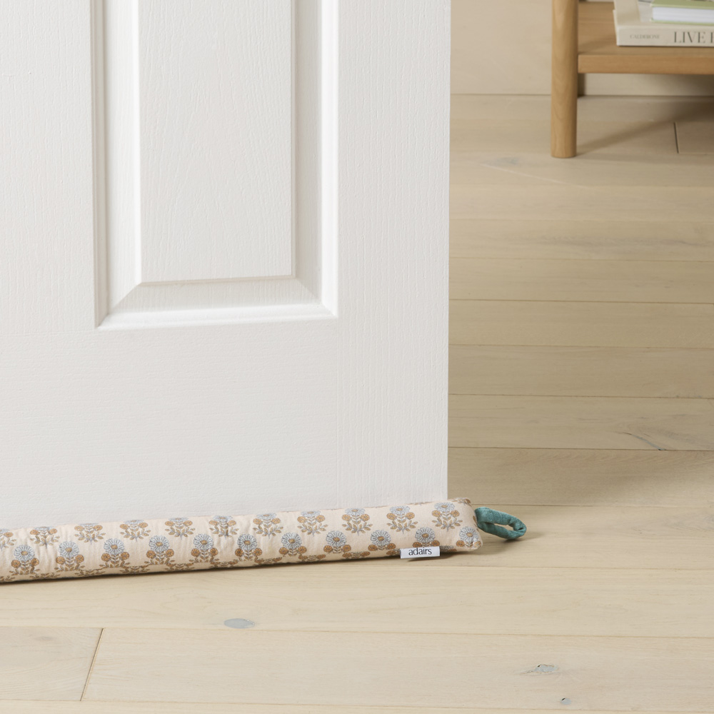 Woodblock Blue Daisy Draught Stop | Adairs