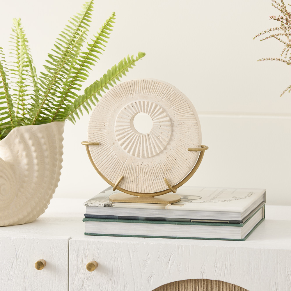 Travertine White Medallion Sculpture | Adairs