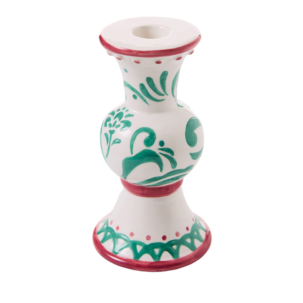 Aruba Green & Pink Handpainted Candleholder | Adairs