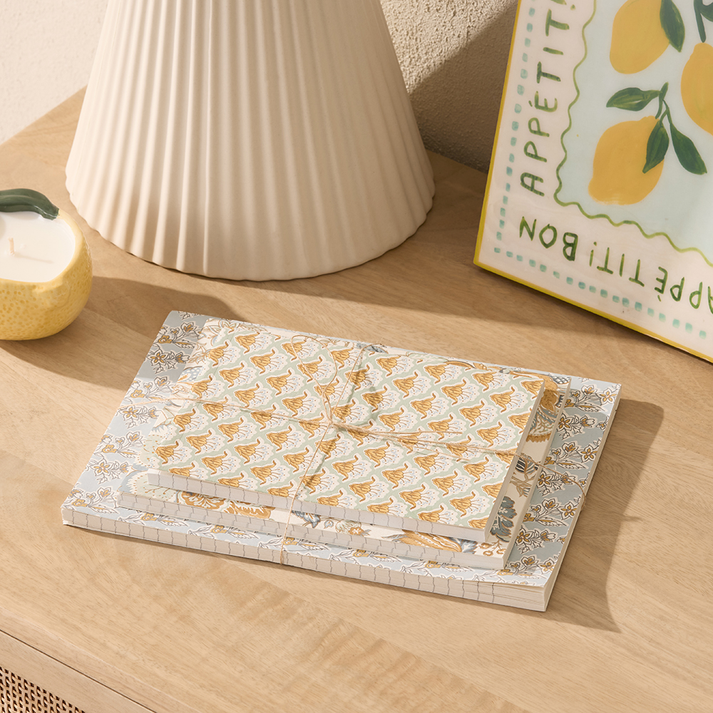 Teal Block Printed Note Book Set | Adairs