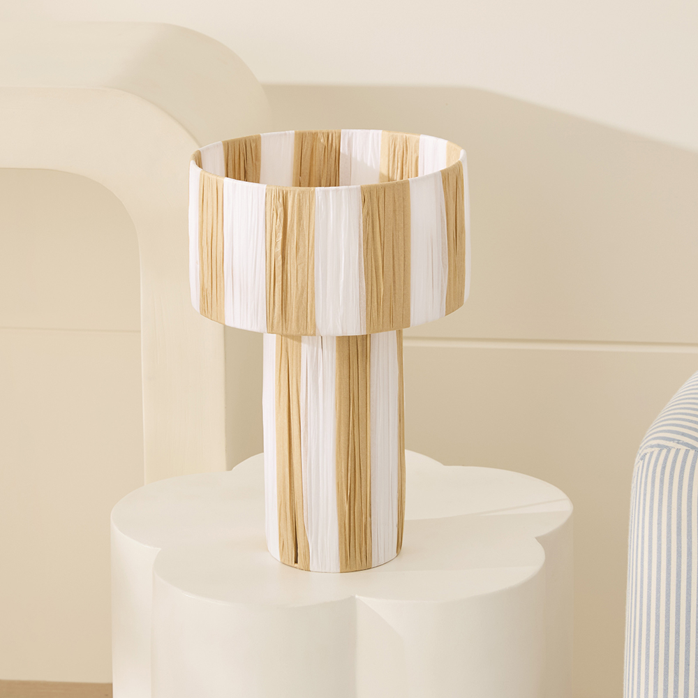 Coastal Villa Natural & White Stripe Table Light | Adairs