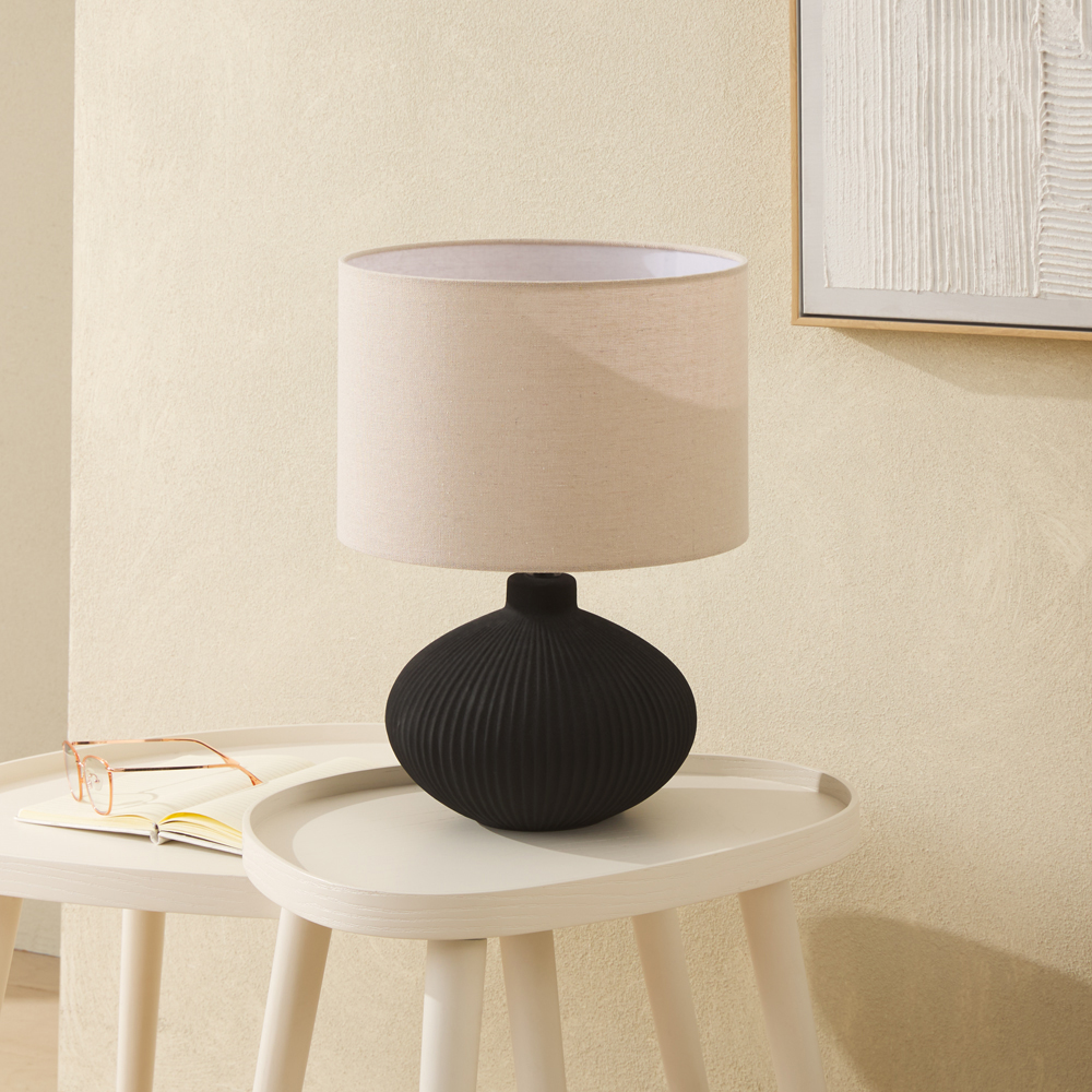 Ribeira Black & Linen Table Light | Adairs