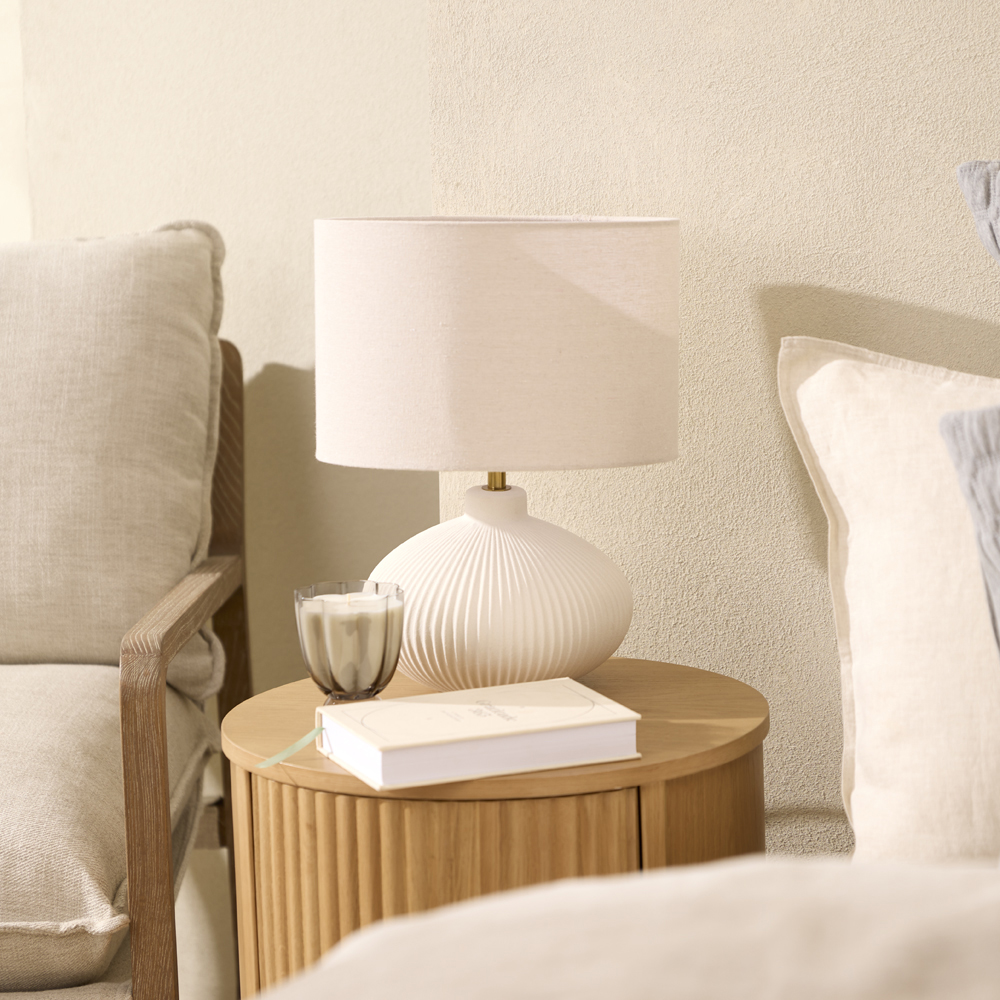 Ribeira White & Linen Table Light | Adairs