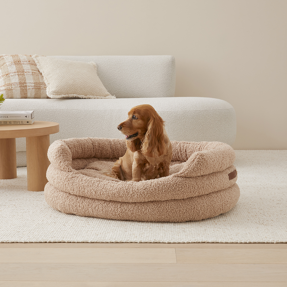Ziggy Beige Sherpa Pet Bed | Adairs
