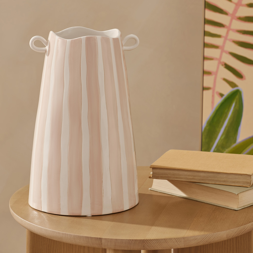 Lyon Blush Stripe Vase | Adairs