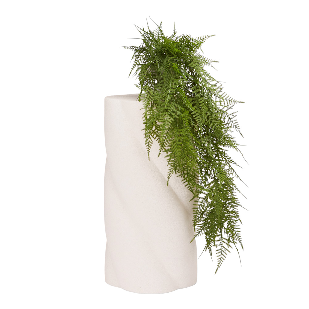Elwood White Textured Column Plant Stand | Adairs