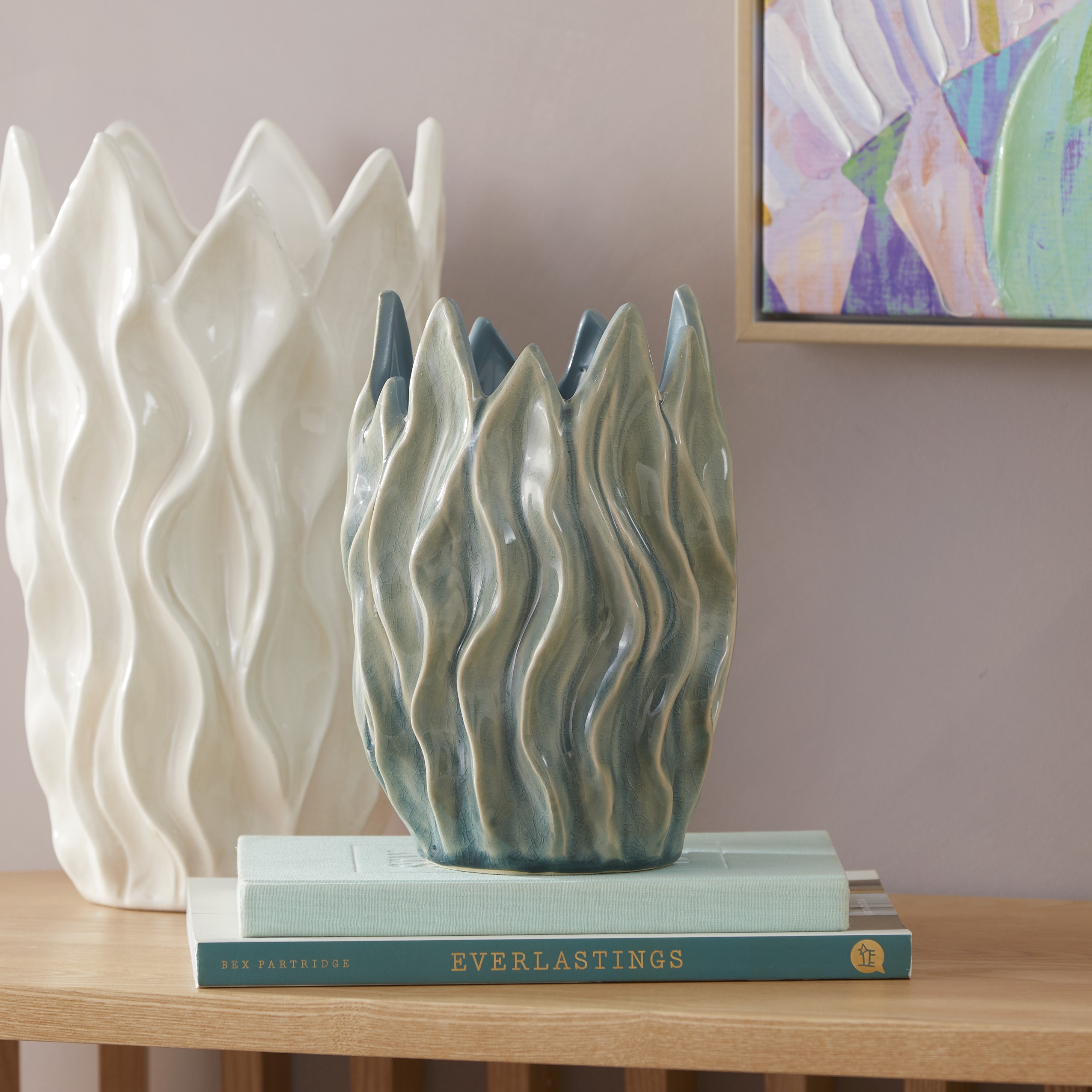 Ember Teal Crackle Vase | Adairs