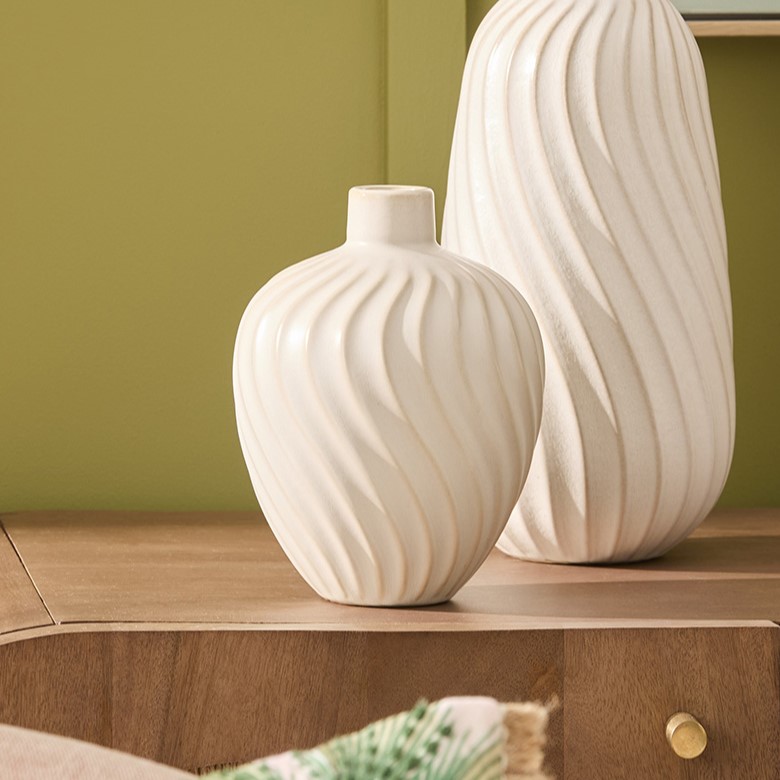 Flow Off White Round Vase | Adairs