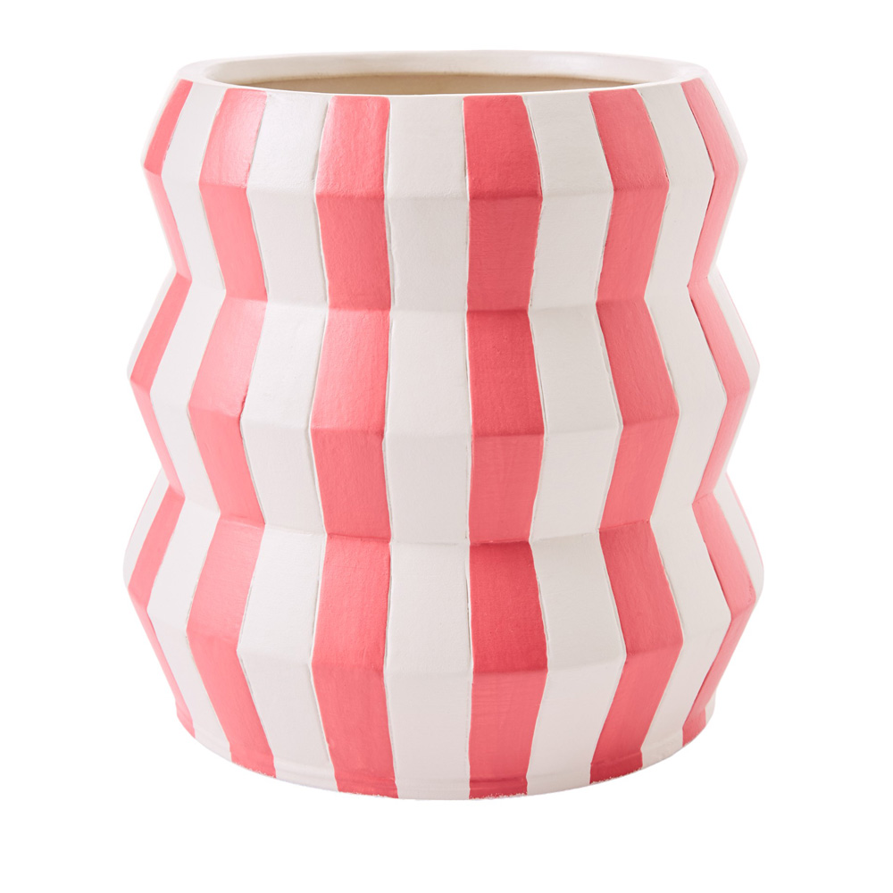 Maja Off White & Coral Stripe Pot | Adairs
