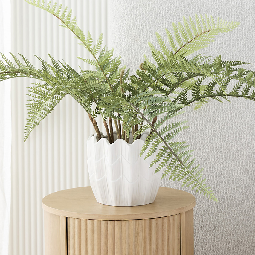 Sculpted Shell Matte White Pot | Adairs