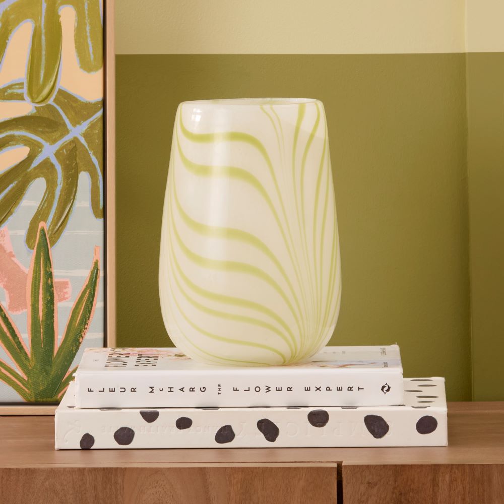 Astrid White & Green Vase | Adairs