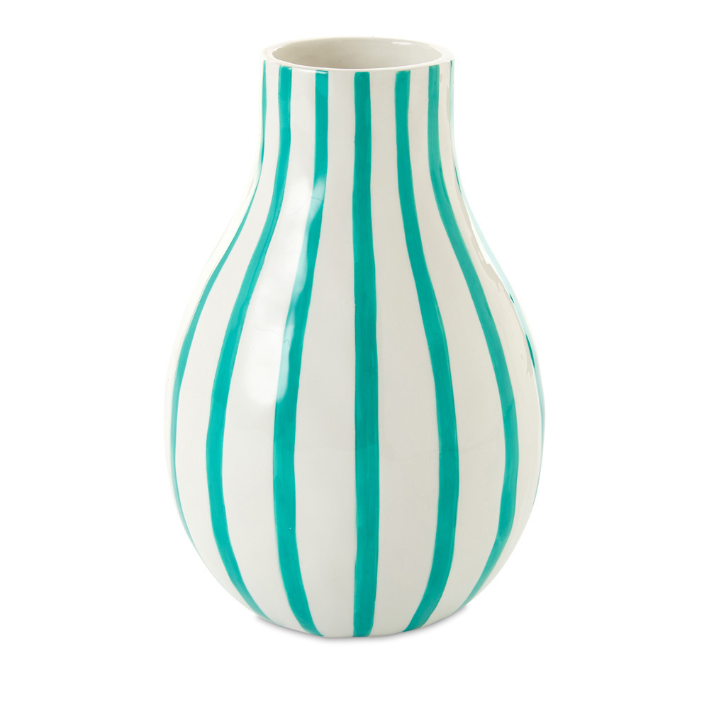 Lola Green Stripe Vase | Adairs