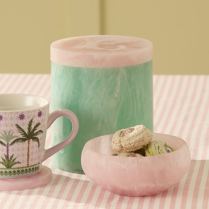 Calypso Matte Mint & Rose Pink Resin Canister | Adairs