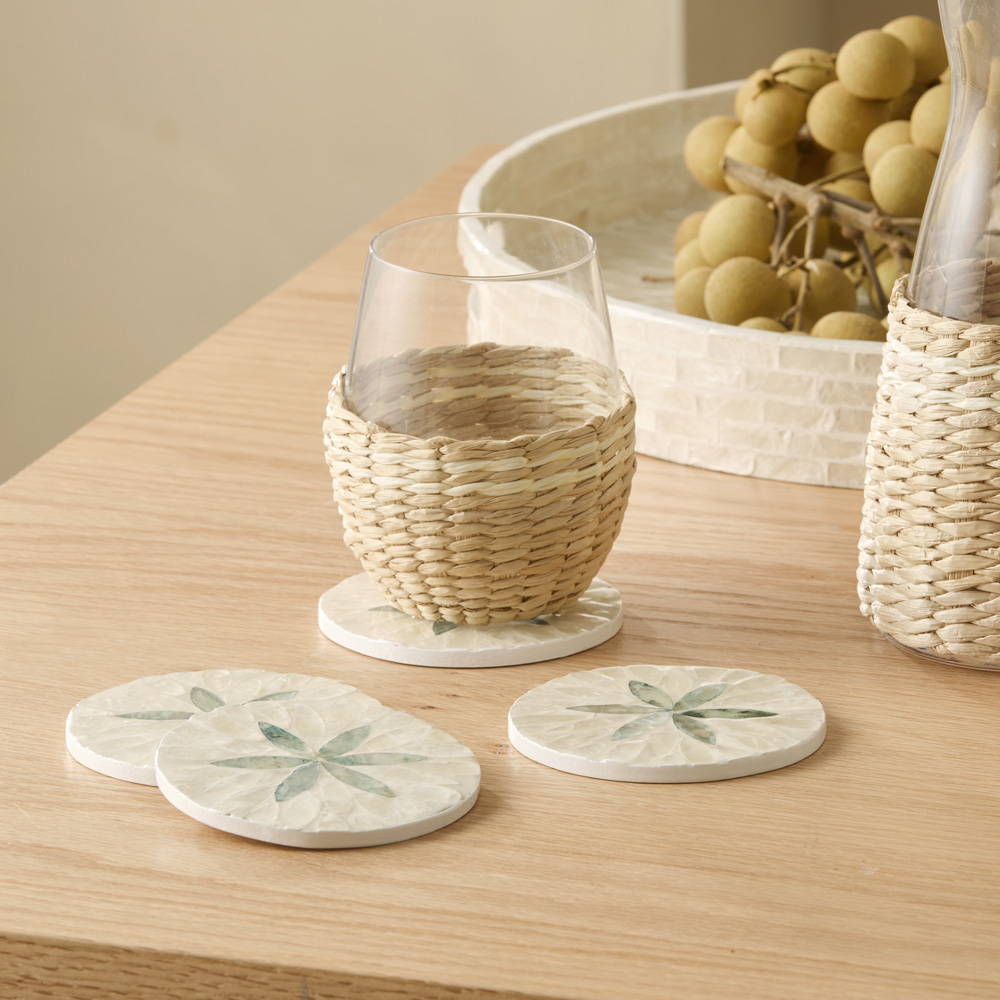 Sicily Capiz Ivory Starburst Coasters Set of 4 | Adairs