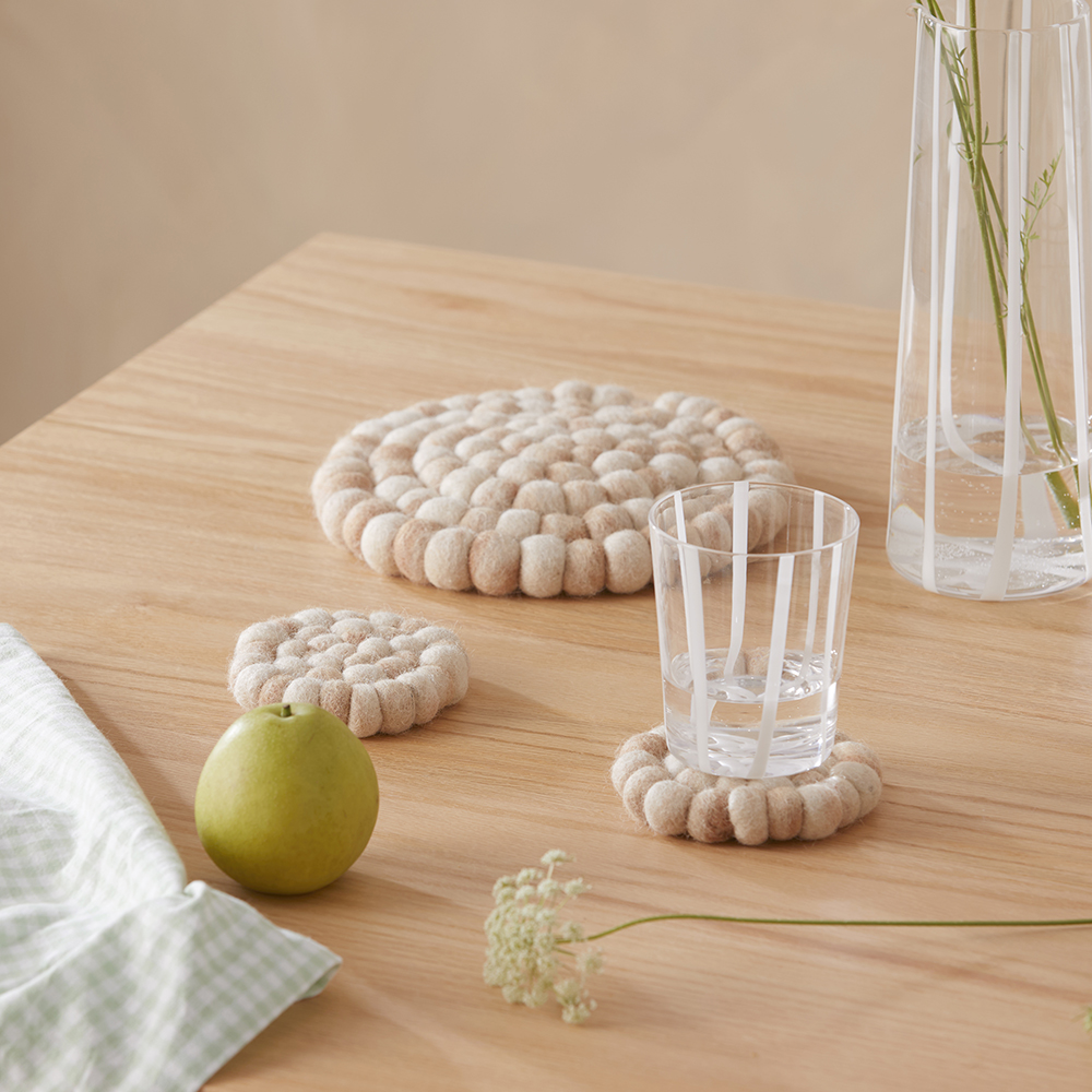 New Zealand Wool Natural Space Dyed Coasters Pack of 2 | Adairs