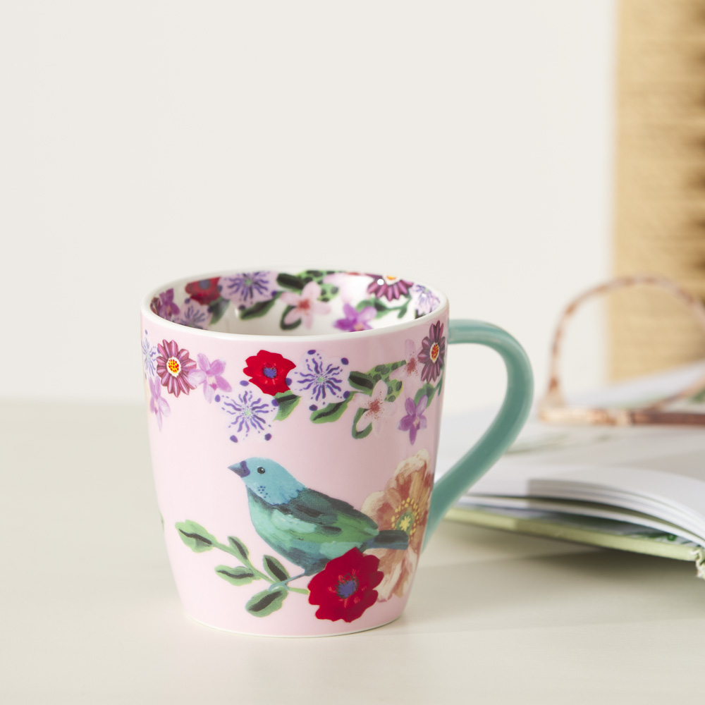 Winter Berry Bird Pink Bird Mug | Adairs
