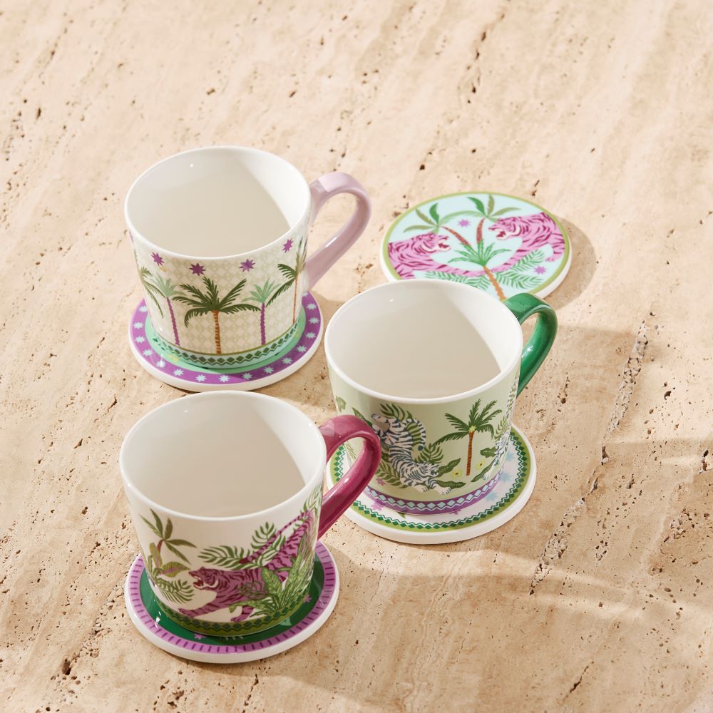 Vintage Coffee Mugs Palm Tree Vintage K&S Hawaiian Creations Stoneware