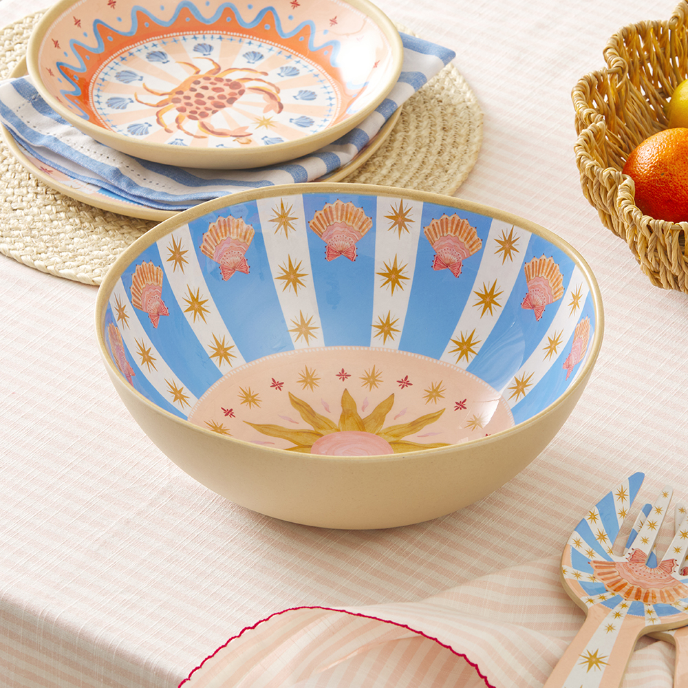La Sirena Sun & Shell Melamine Salad Bowl | Adairs