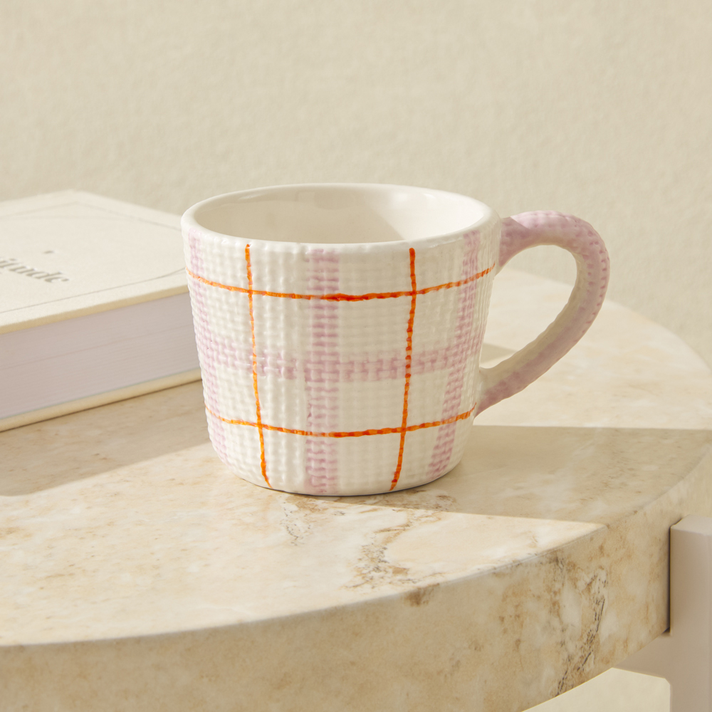 Edie Pink Check Mug | Adairs