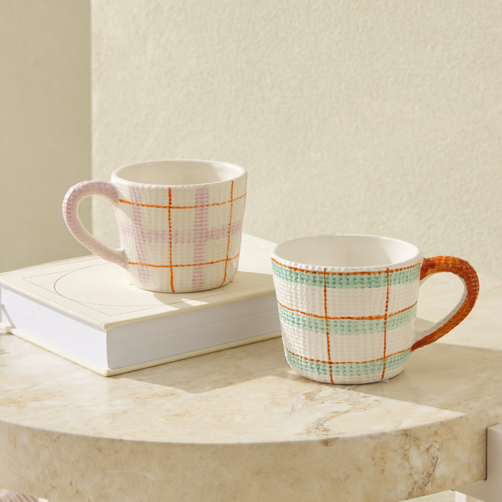 Edie Pink Check Mug | Adairs