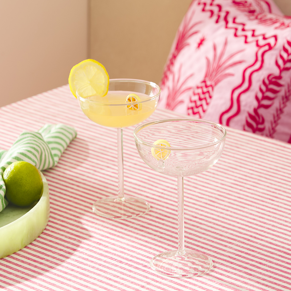 Summer Fruit Lemon Coupe Glass Gift Pack of 2 | Adairs