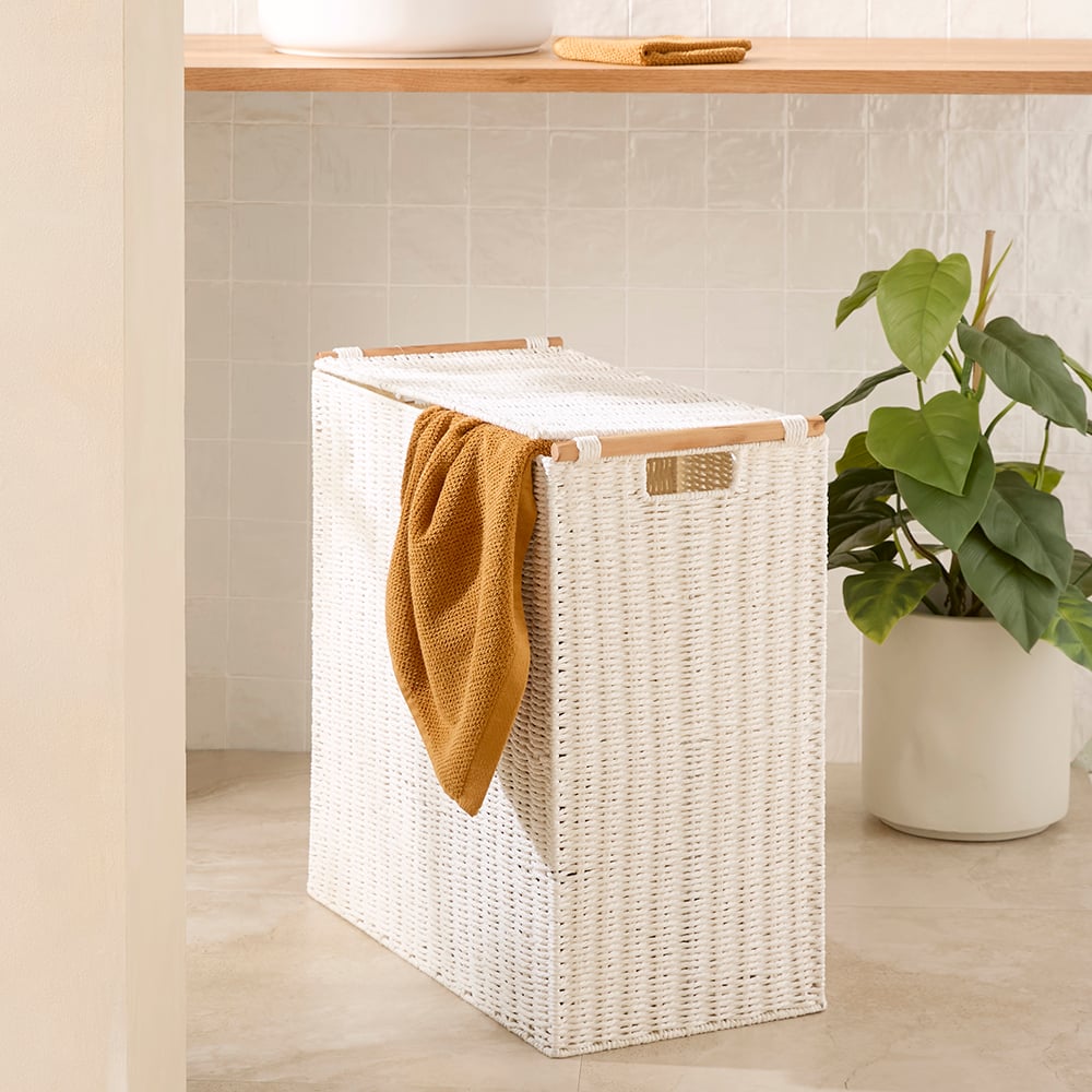 Kendrick White 3 Divided Laundry Basket | Adairs