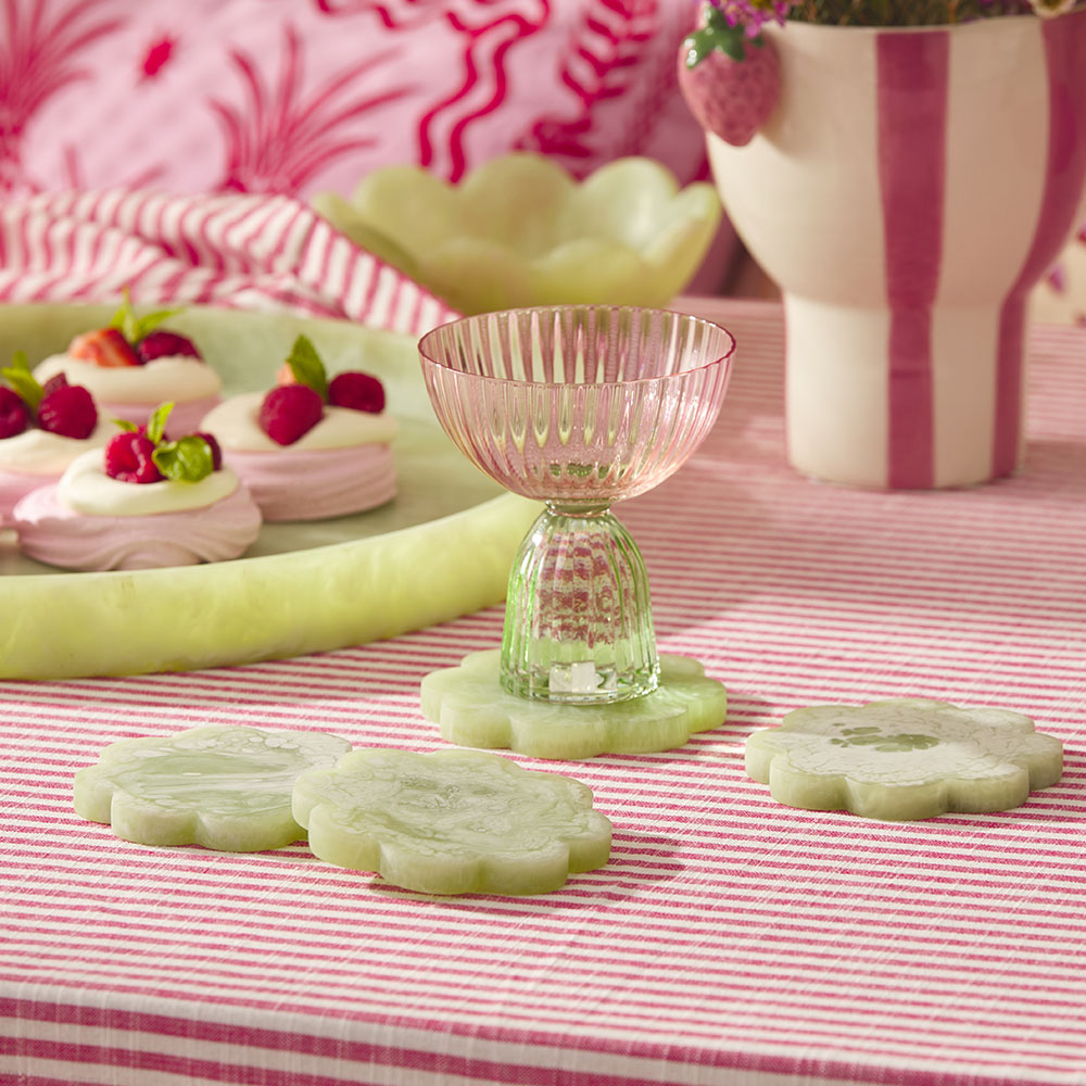 Calypso Matte Green Scalloped Resin Coasters Set of 4 | Adairs