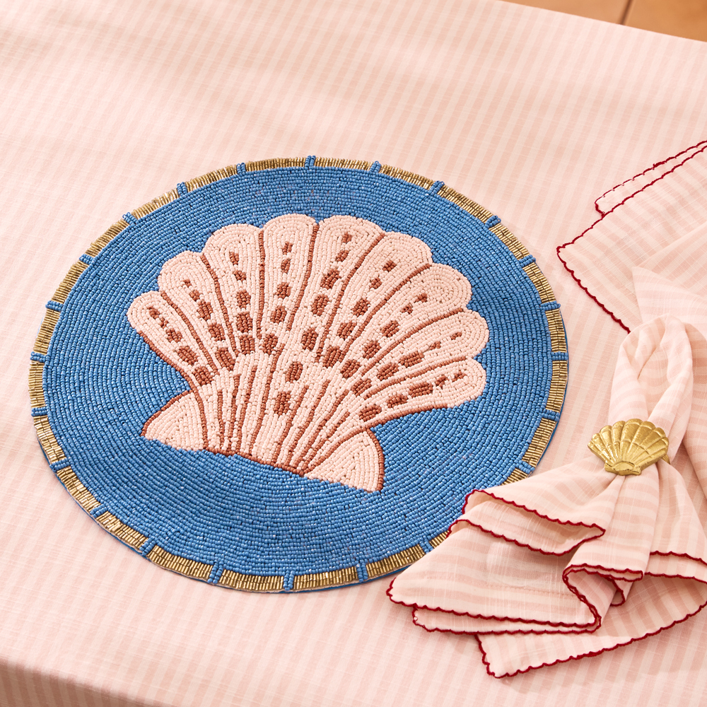 Fiesta Blue Shell Beaded Placemat | Adairs