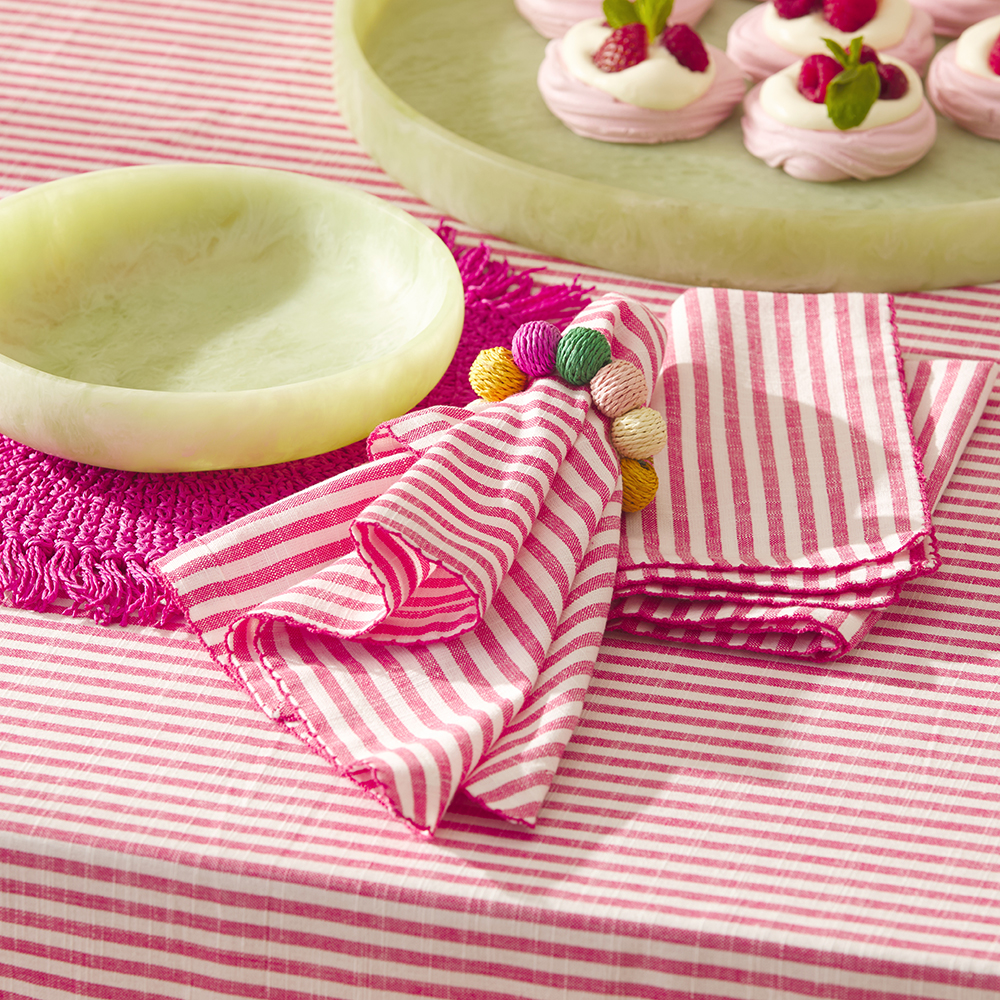 Seville Raspberry Stripe Napkins Pack of 2 | Adairs