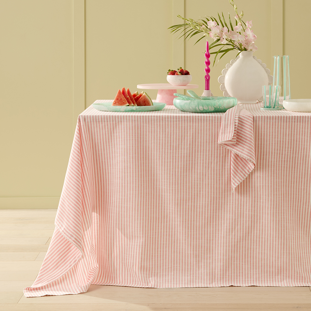Seville Pink Stripe Tablecloth | Adairs