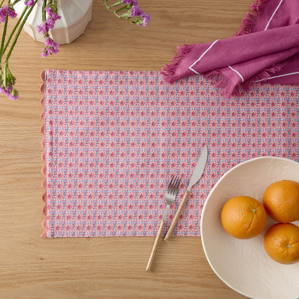 Berry Floral Coral & Mint Reversible Table Runner | Adairs