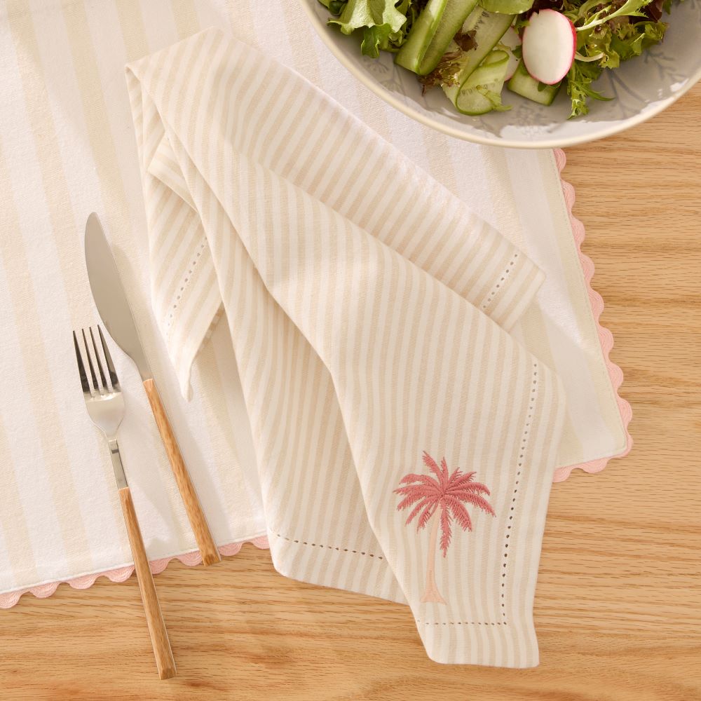 Stripe Pink Palm Napkins Pack of 2 | Adairs