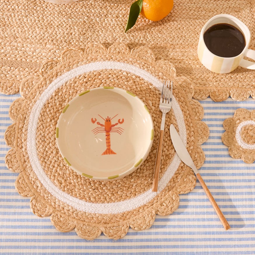 Siena Natural & White Jute Scalloped Placemat Pack of 2 | Adairs
