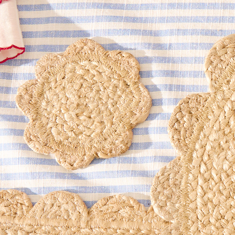 Siena Natural Jute Scalloped Coasters Pack of 4 | Adairs