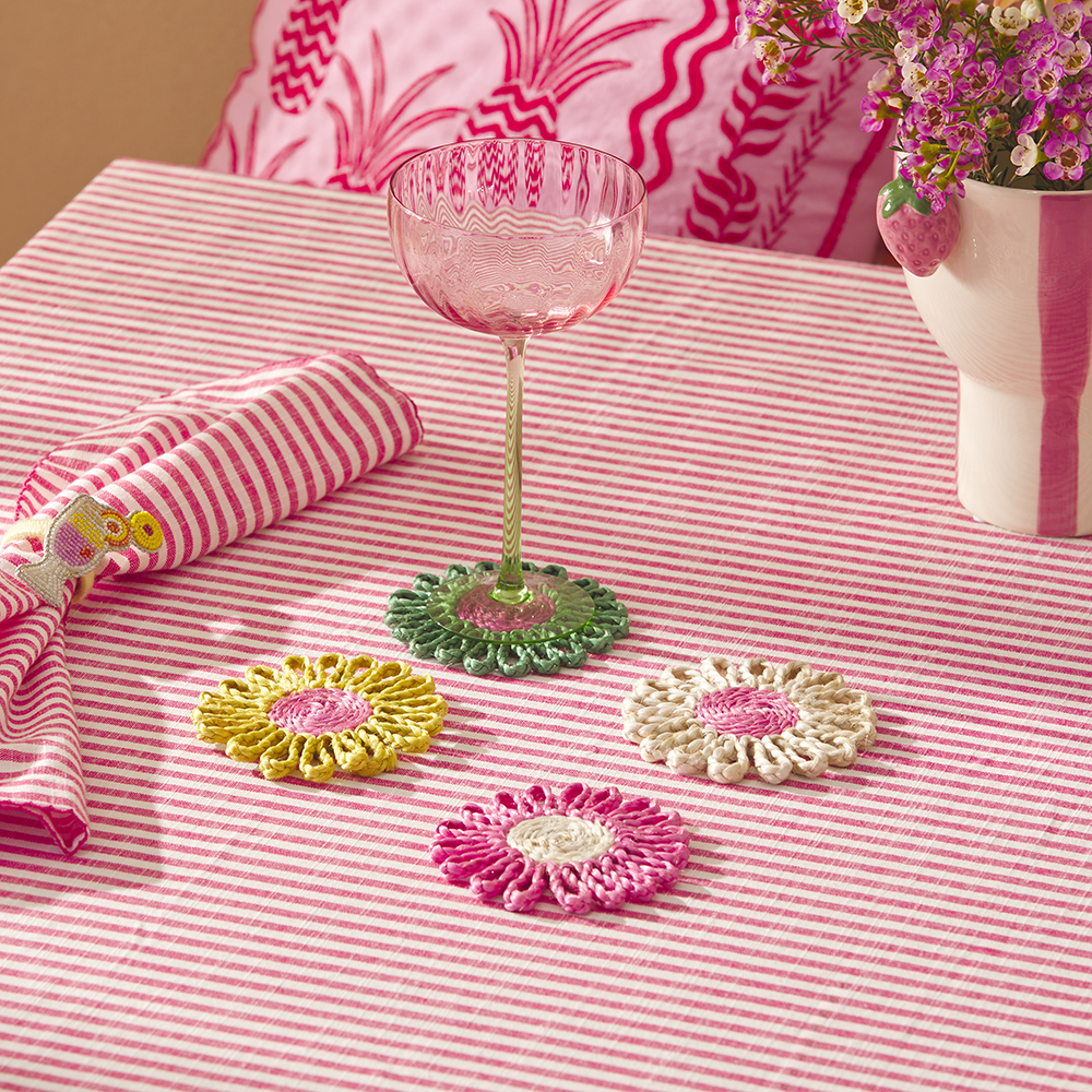 Flower Multi Jute Coasters Pack of 4 | Adairs