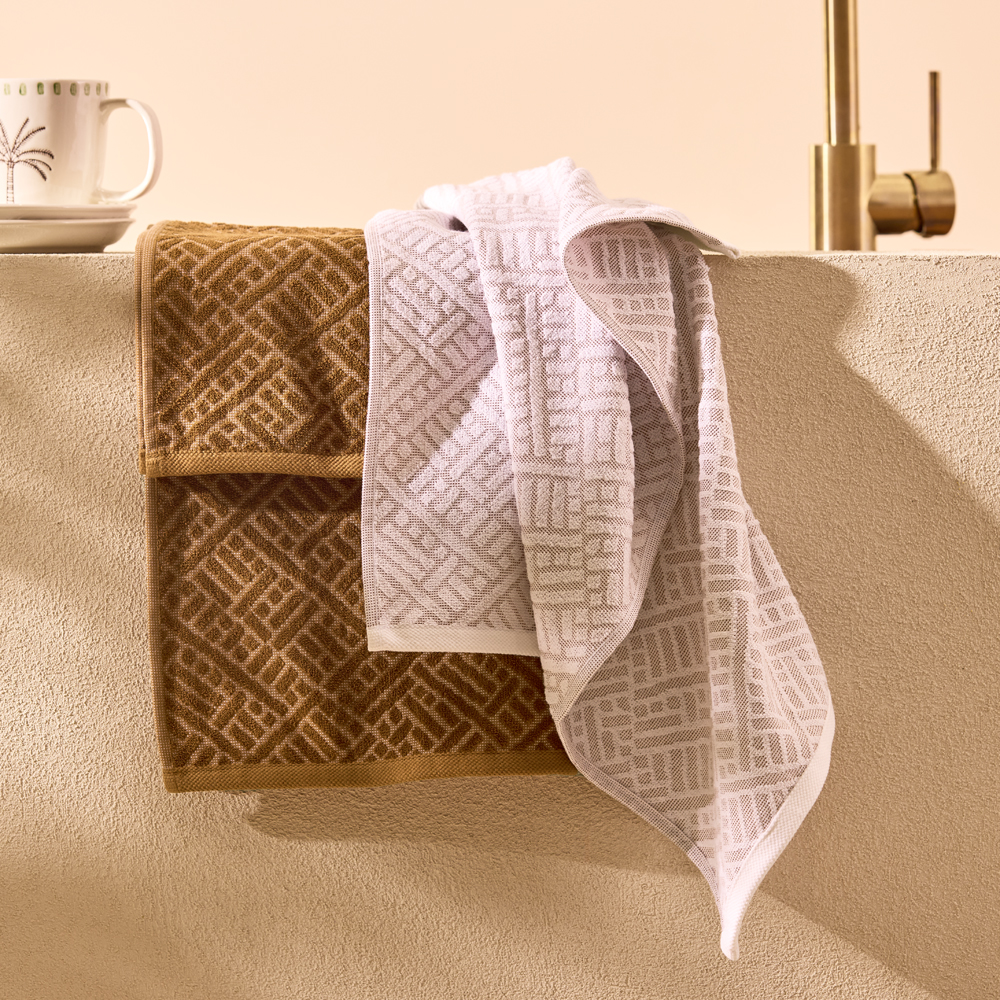 Aya Clay & Natural Cotton Bamboo Tea Towel Pack of 2 | Adairs