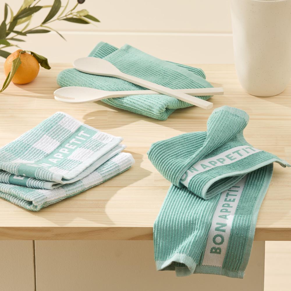 Australian Cotton Aquamarine Tea Towel Pack of 3 | Adairs