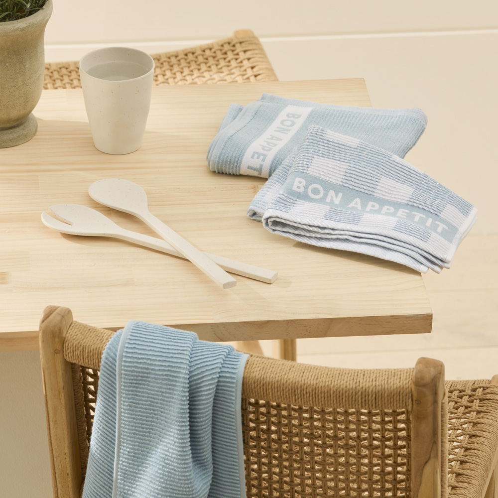 Australian Cotton Chambray Blue Tea Towels Pack of 3 | Adairs
