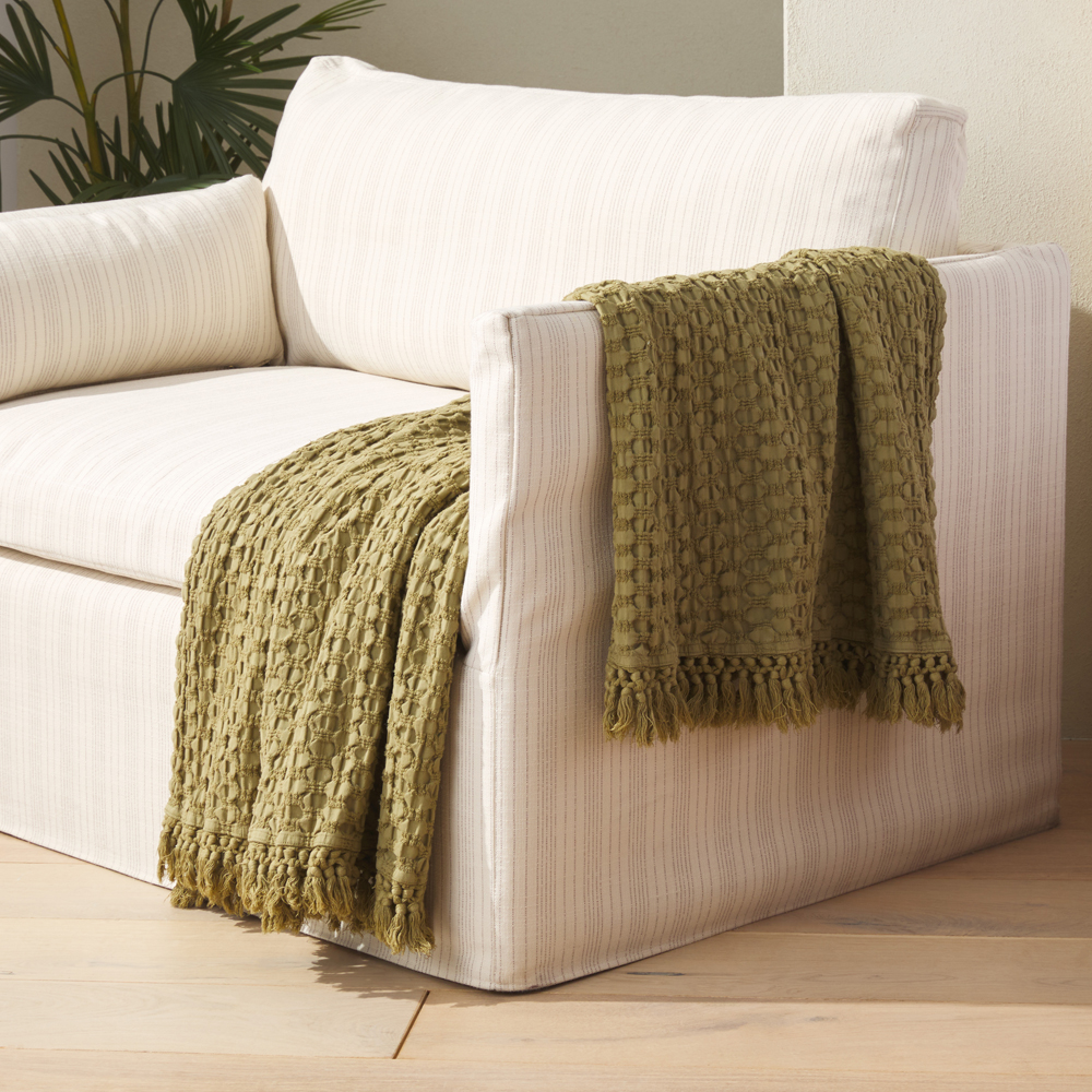 Byron Olive Green Throw | Adairs